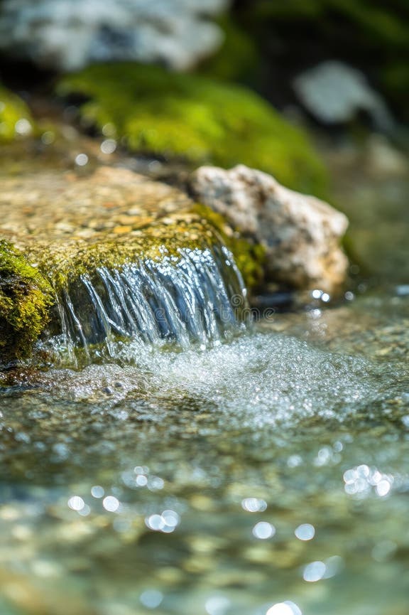 Lush Environment Framing a Sparkling Spring Water Flow. Stock ...