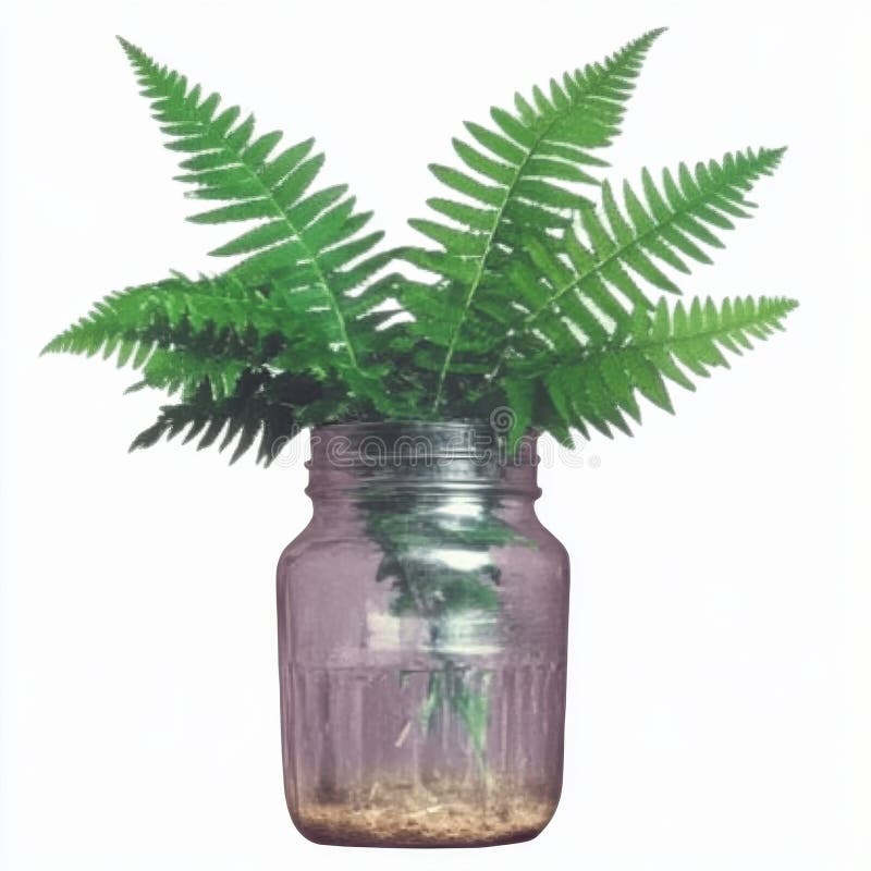 Lush Fern in Vintage Mason Jar with Rustic Charm Vintage Element ...