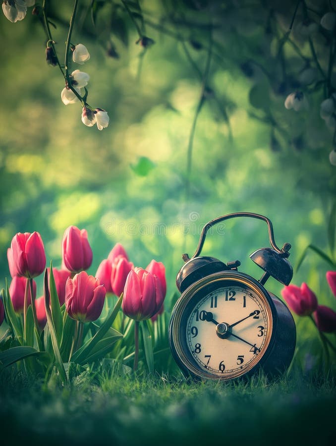 In a Lush Field of Flowers, a Clock is Situated, Making it Perfect for ...