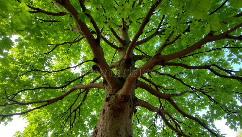 Lush Fig Tree with Twisted Trunk and Wide Canopy Stock Illustration ...