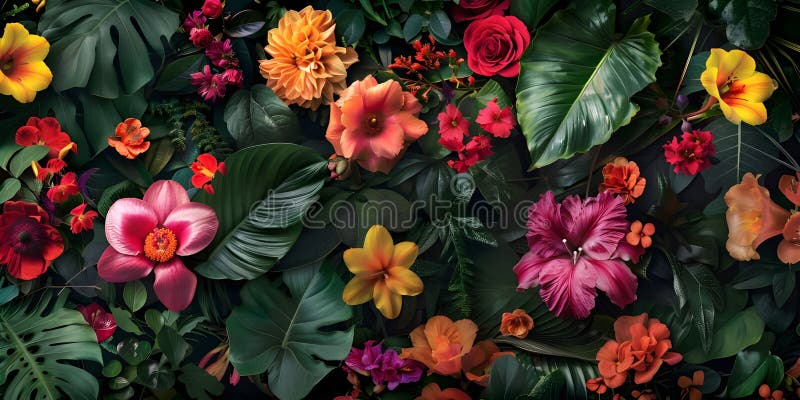 Lush Floral Pattern with Vivid Flowers Background Stock Illustration - Illustration of luxury ...