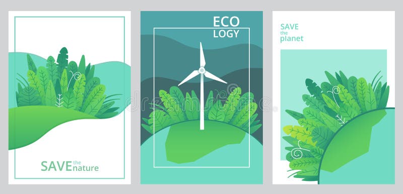 Save the Planet Poster, Ecology Posters Vector Set Stock Vector ...