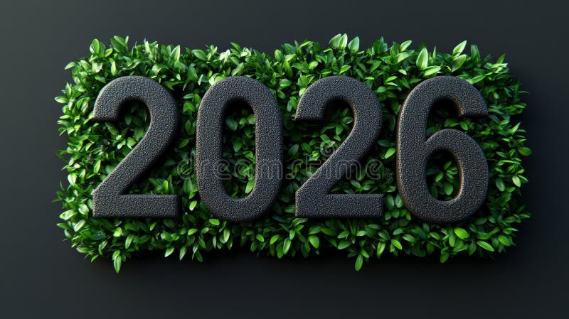 The Lush Forest Environment Features Vibrant Green Numbers 2026 on a ...