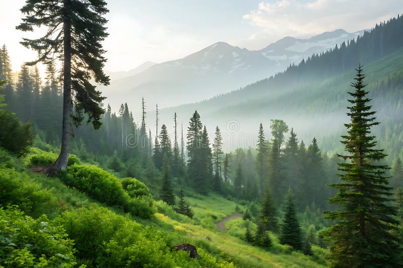 Lush Forest Landscape in the Usa during Great Outdoors Month Stock ...