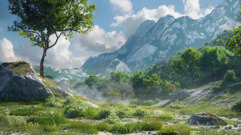 Lush Forest. Serene Environment High Detailed Realistic Concept Stock ...