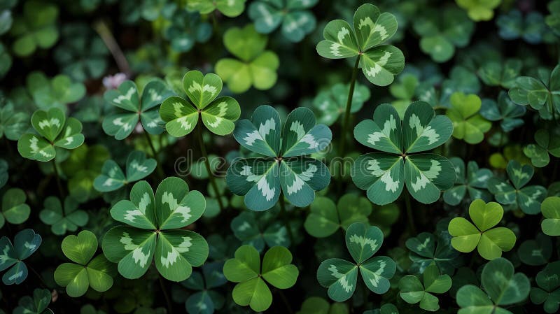 Lush Four-Leaf Clover Patch: Nature S Lucky Charm Stock Photo - Image ...
