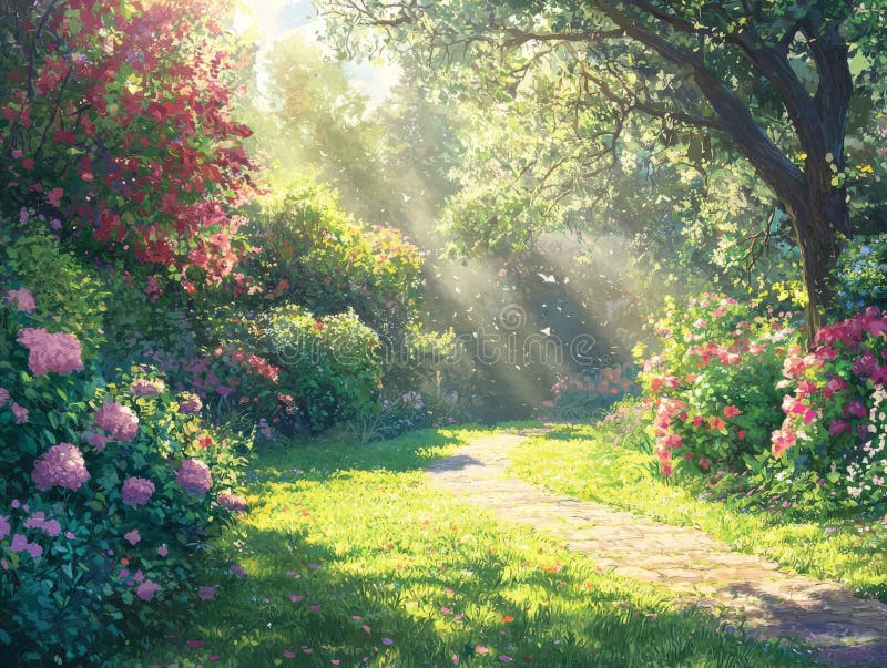 A Lush Garden of Medicinal Trees for Natural Healing Stock Photo ...