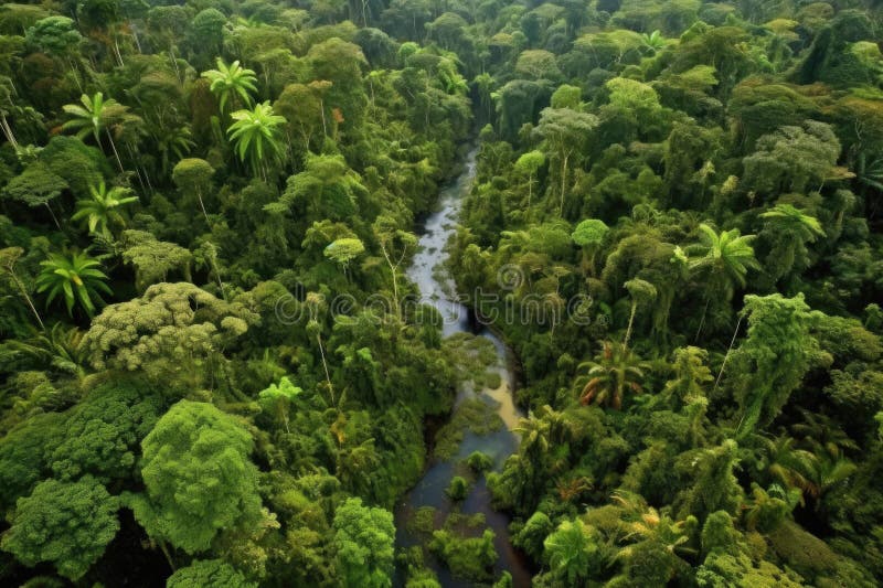 Lush Green Amazon Rainforest from Above Stock Illustration ...
