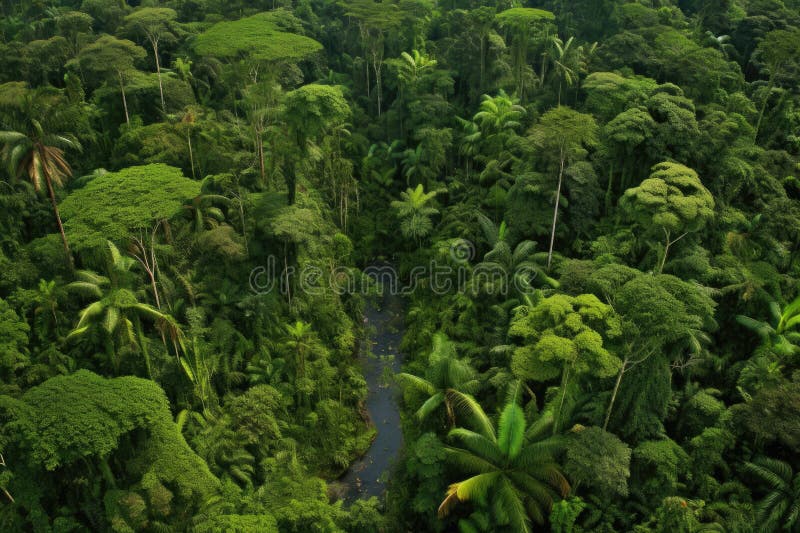 Lush Green Amazon Rainforest from Above Stock Illustration ...