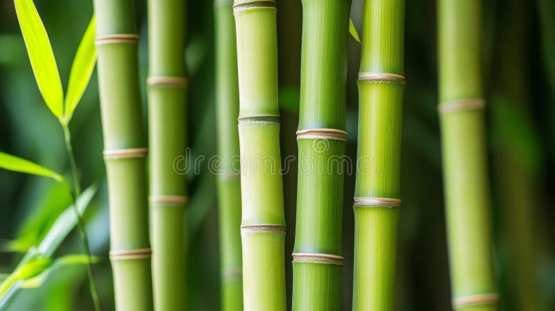 Lush Green Bamboo Stalks Stand Tall in Nature Stock Illustration ...