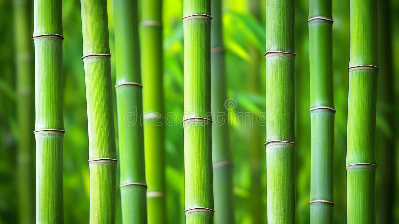 Lush Green Bamboo Stalks Stand Tall in Nature Stock Illustration ...