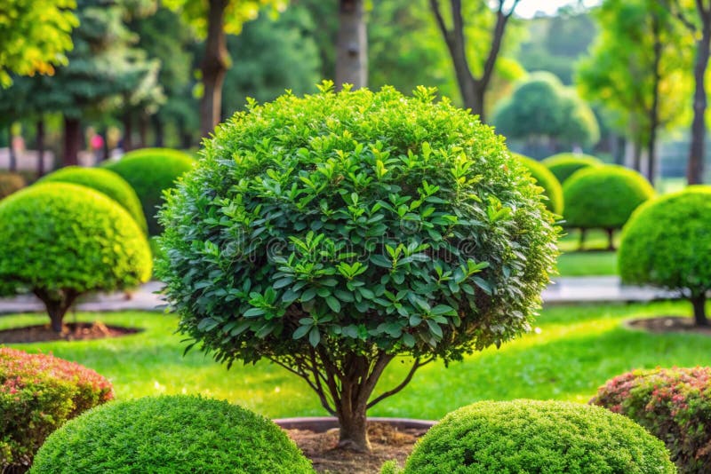 Lush Green Bush with Beautiful Branches in Park Setting Stock ...