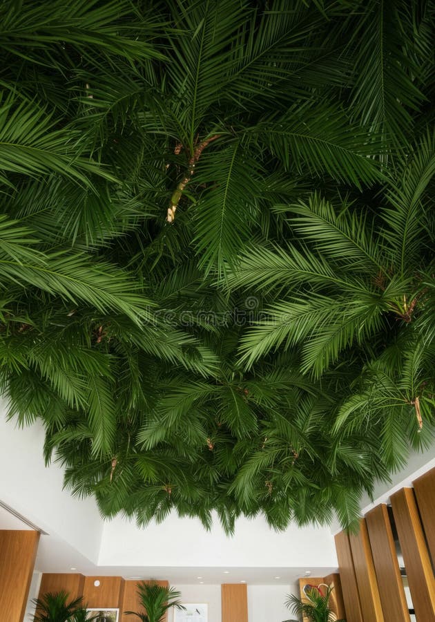 Lush Green Ceiling Greenery Interior Design Stock Image - Image of ...