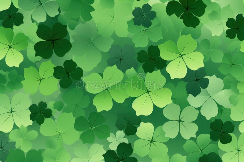 Lush Green Clover Pattern with Overlapping Leaves in Varying Shades of ...