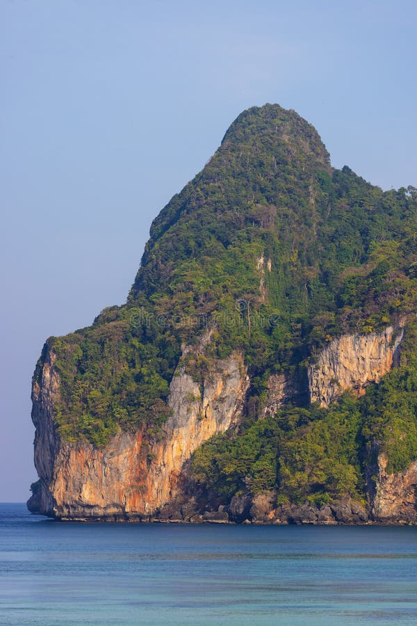 Lush Green Coastal Rocks of Phi Phi Don Stock Image - Image of coastal ...