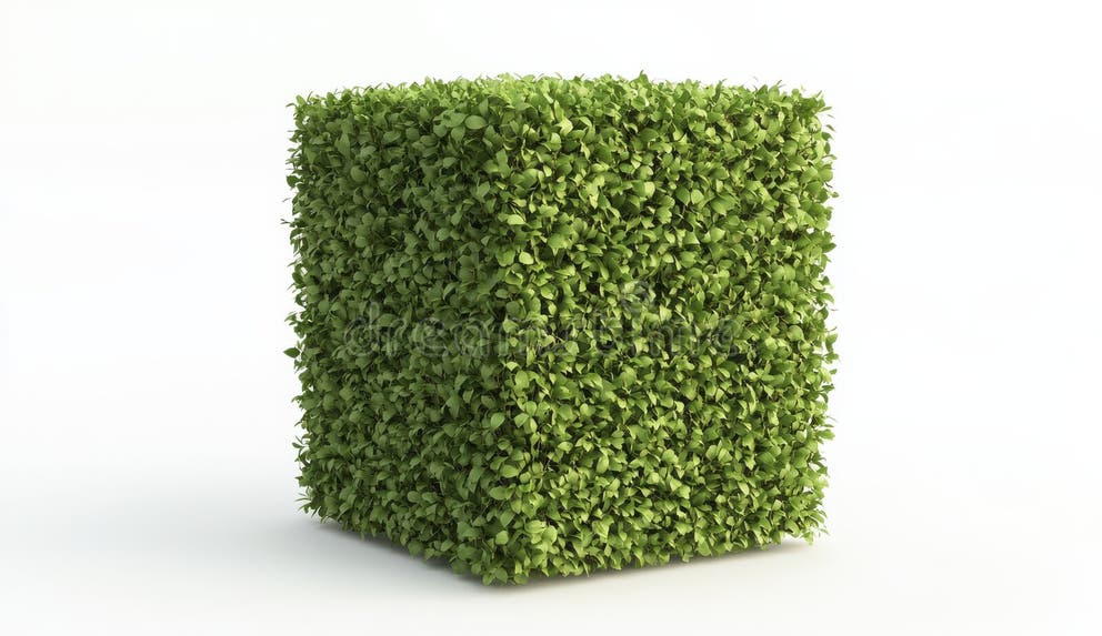 Lush Green Cube Shaped Bush on White Background Stock Illustration ...