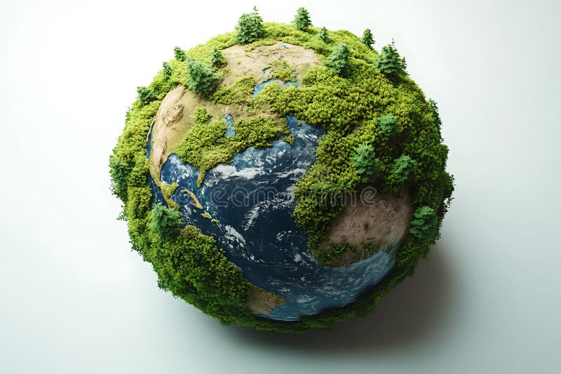 Lush Green Earth Globe Model Representing Environmental Conservation ...