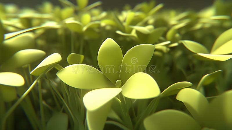 Lush Green Field of Stylized Flowers Nature Background Springtime ...