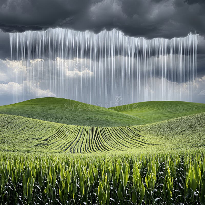 Lush Green Fields Under a Dramatic Rainstorm Nature S Bounty and ...