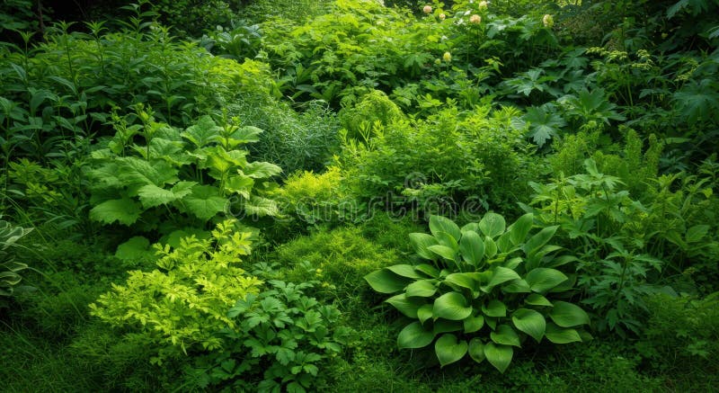 Lush Green Foliage Background, Dense Vegetation Texture Stock ...
