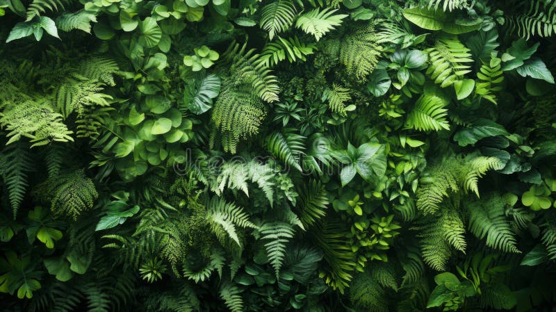 Lush Green Foliage Wall Texture Background Stock Illustration ...