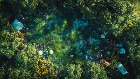Lush Green Forest Canopy Aerial View Stock Illustration - Illustration ...