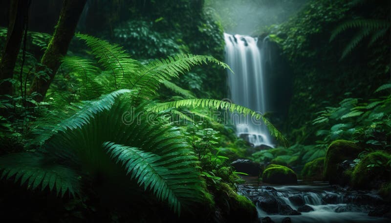 A Lush Green Forest Filled with Lots of Trees and Plants. Stock ...