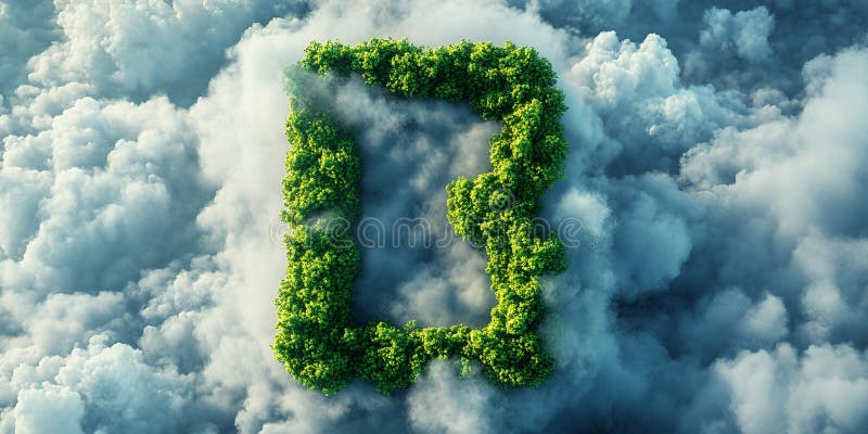 A Lush Green Forest Forms the Letter E in the Clouds Stock Illustration ...