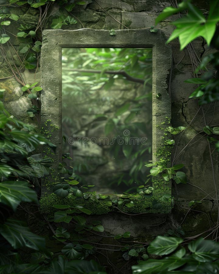 Lush green forest frame stock illustration. Illustration of scenic ...