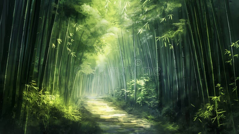 A Lush Green Forest with a Path Leading through it. Anime Background ...