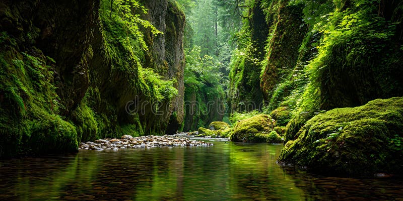 Lush Green Forest Path a Serene Nature Escape Stock Illustration ...