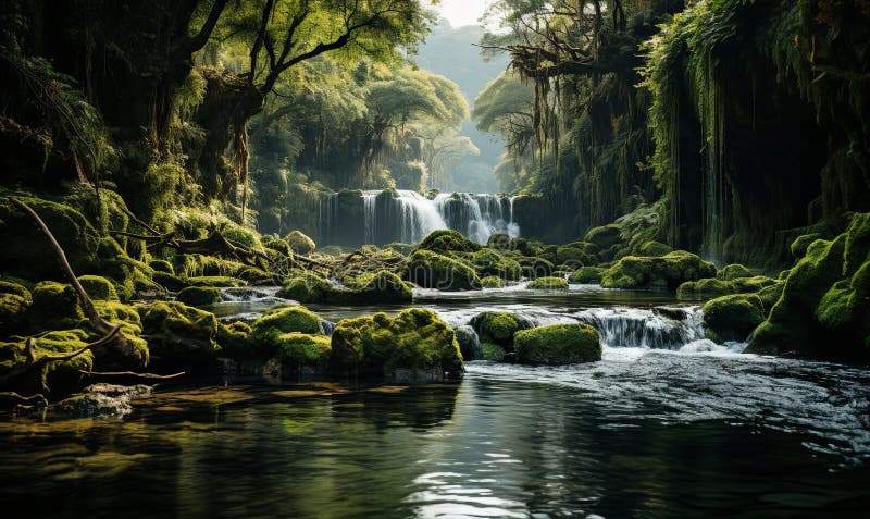 Lush Green Forest Stream stock image. Image of plant - 313796517