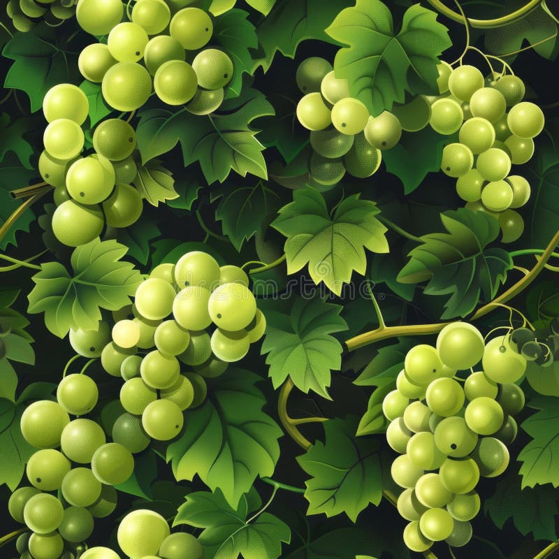 Lush Green Grape Clusters with Vibrant Leaves Background Stock Image ...