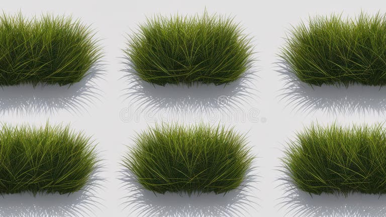 Lush Green Grass Clusters Casting Soft Shadows on a Light Background ...