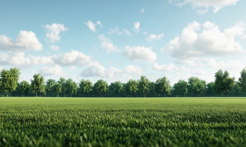 Lush Green Grass Field Under Blue Sky Stock Photo - Image of bright ...