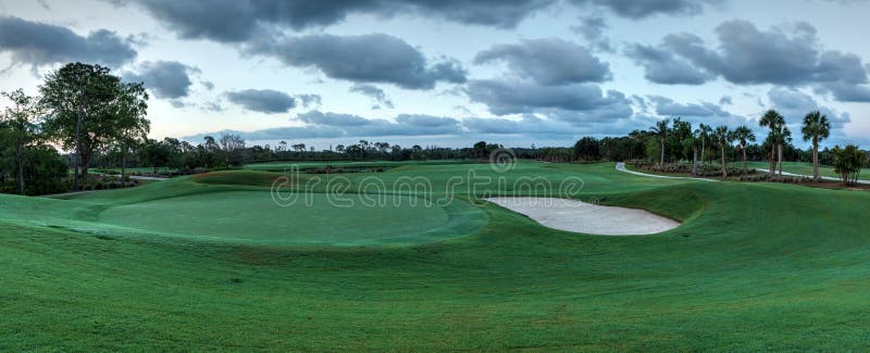 Lush Green Grass on a Golf Course with a Path for a Golf Cart Stock ...