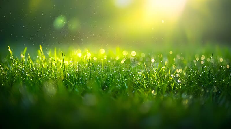 Lush Green Grass Illuminated by Soft Morning Light Stock Photo - Image ...