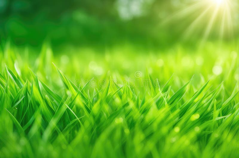 Fresh Spring Grass with Bokeh Background Stock Image - Image of lush ...
