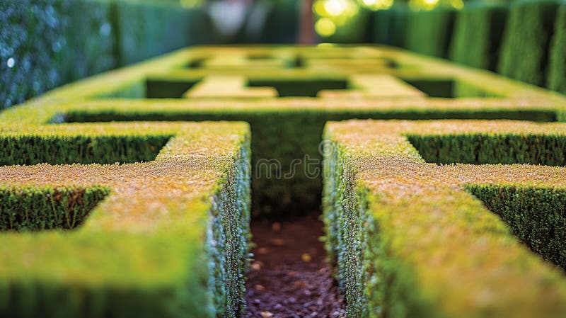 Lush Green Hedge Maze with Intricate Geometric Patterns Stock Photo ...