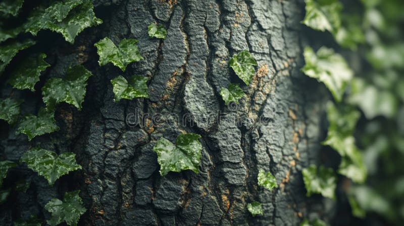 Lush Green Ivy Climbing a Dark Tree Trunk Stock Illustration ...