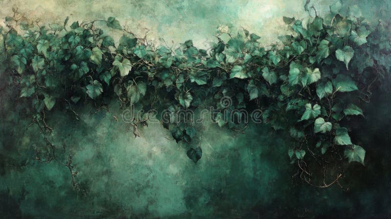 Lush Green Ivy Vines Cascading Down a Wall Stock Illustration ...