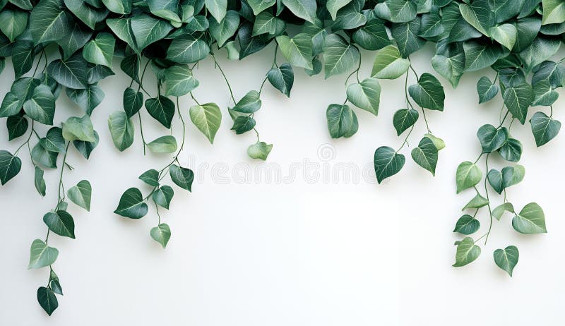 Lush Green Ivy Vines Hanging Down on White Background Botanical Stock ...