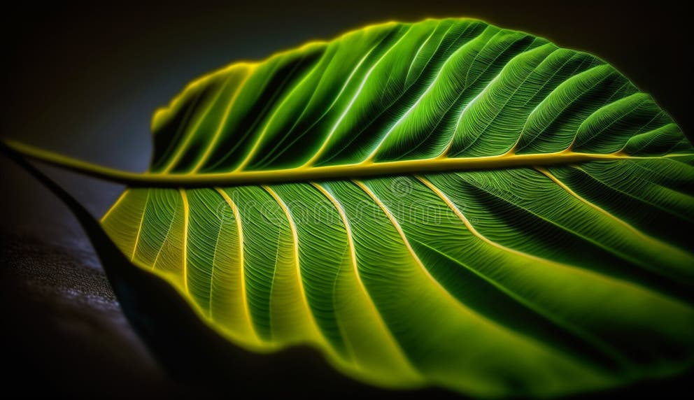A Lush Green Leaf with Intricate Vein Pattern Generated by AI Stock ...