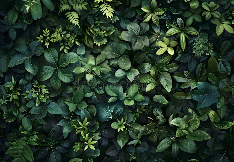 Lush Green Leafy Wall Background Stock Illustration - Illustration of ...
