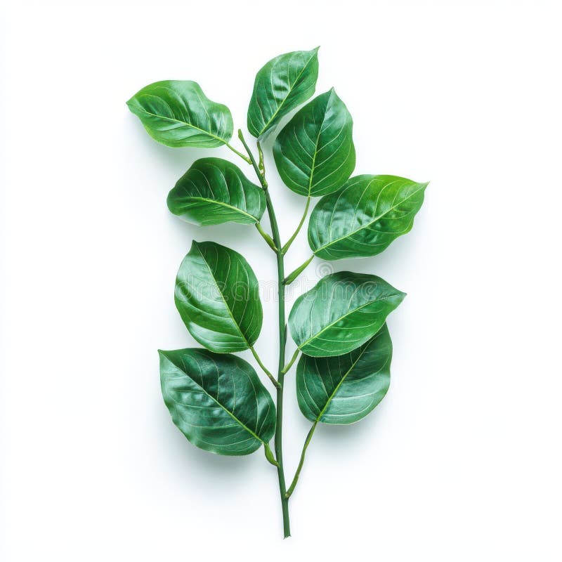 Lush Green Leaves Branch Isolated on White Background Isolated on White ...