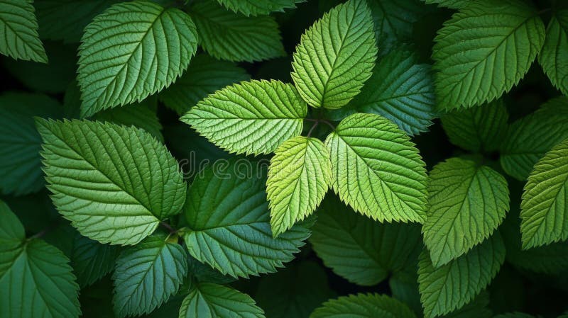 Lush Green Leaves Detailed Texture Display Stock Illustration ...