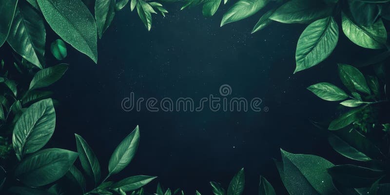 Lush Green Leaves Frame a Deep Blue Space, Natural Backdrop Theme Stock ...