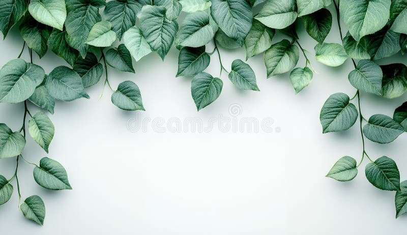 Lush Green Leaves Frame Nature Background for Design Projects Stock ...
