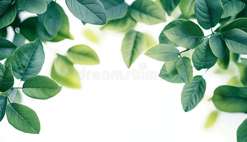 Lush Green Leaves Frame White Background Nature Perfect for Spring ...