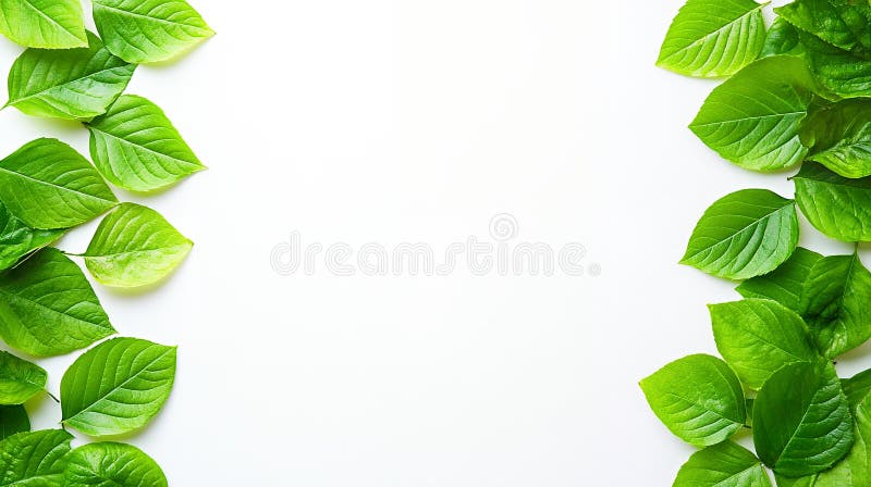 Lush Green Leaves Frame White Background Nature Spring Summer Stock ...